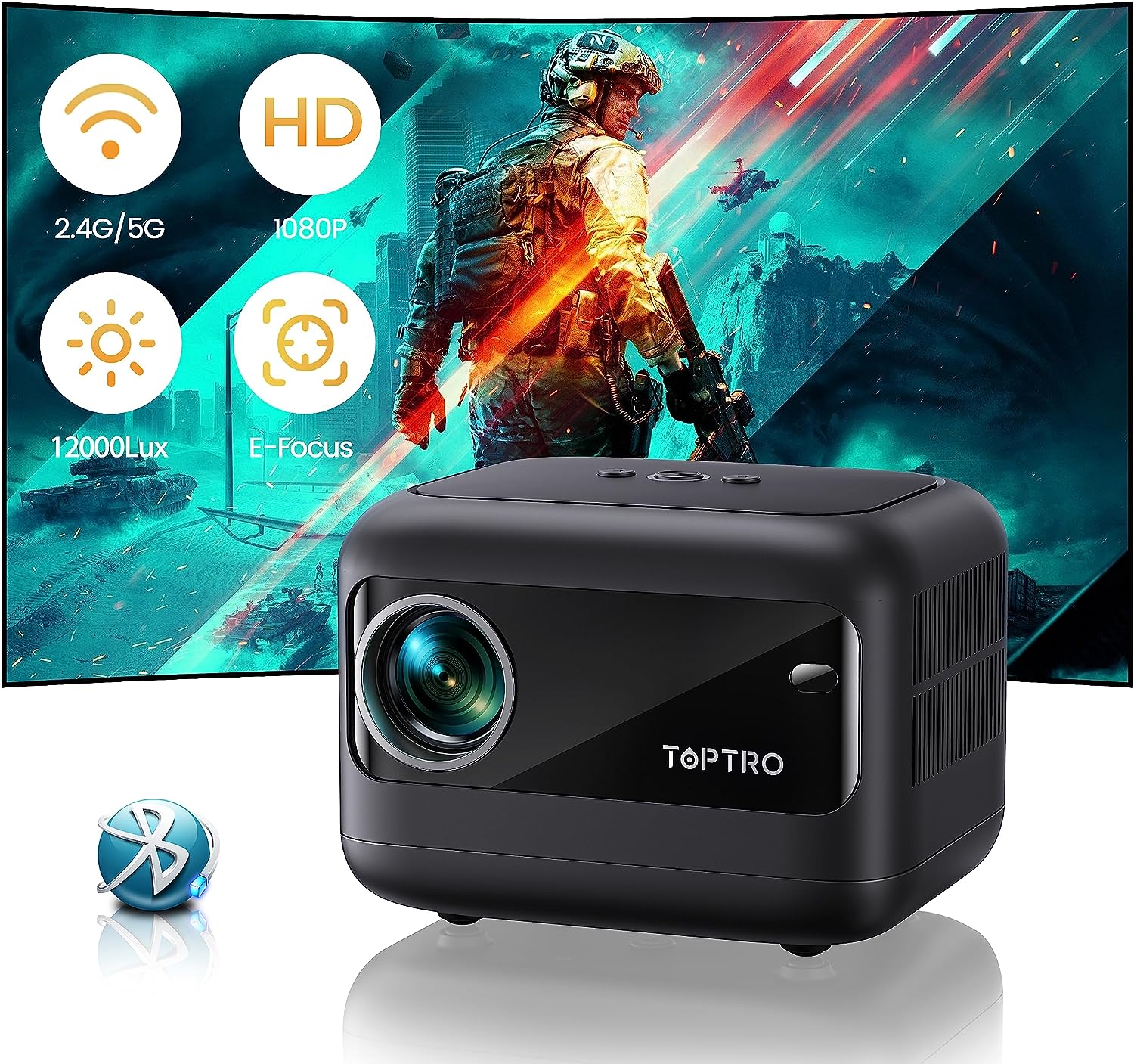 【Electric-Focus】Mini Projector, TOPTRO TR25 Outdoor Projector with WiF ...